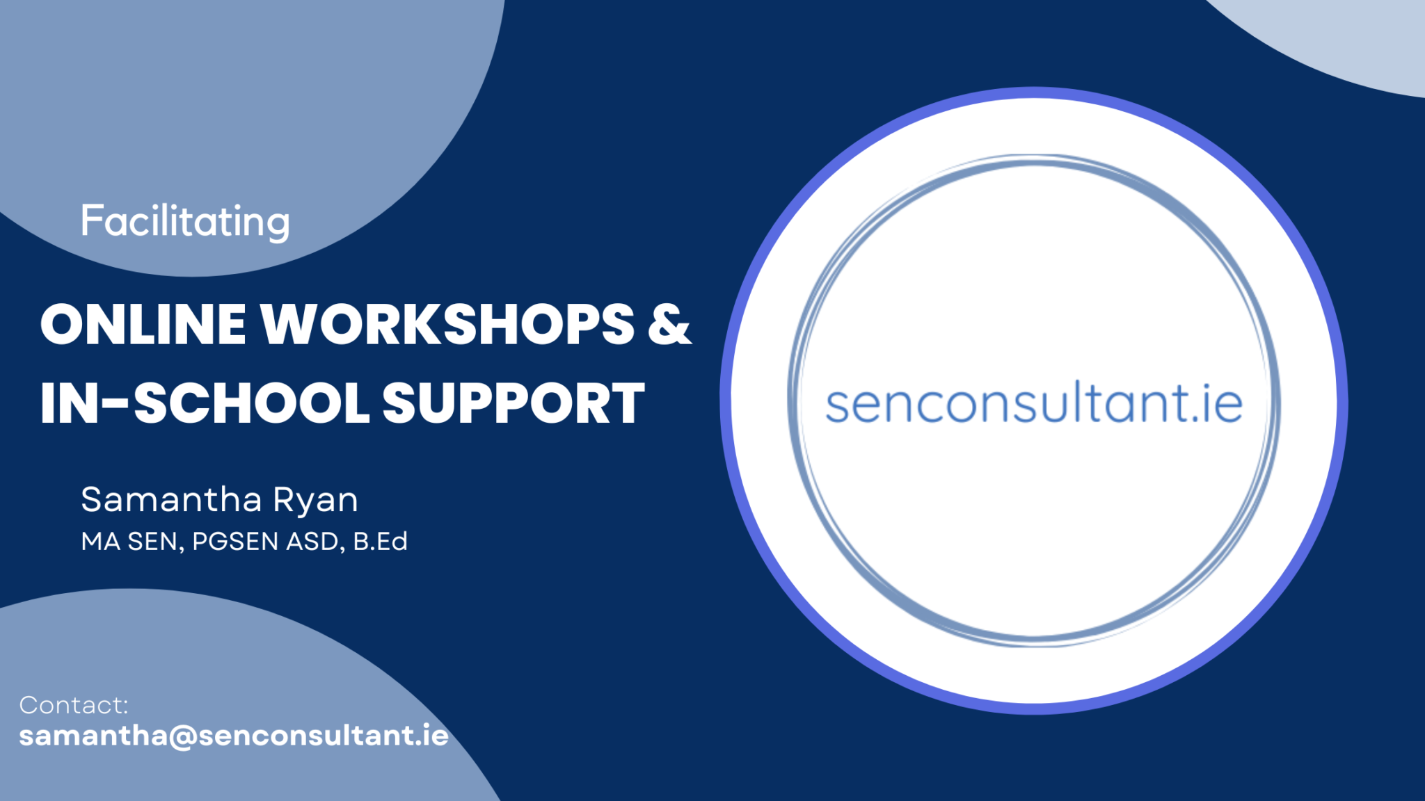 SEN Consultant – ONLINE WORKSHOPS & SCHOOL BASED CPD, IRELAND